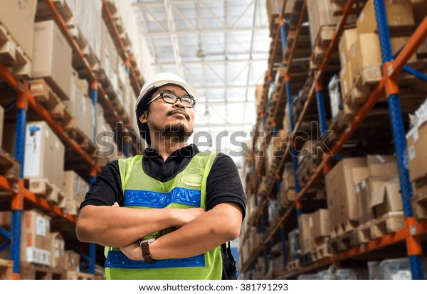 Engineer Working Standing Warehouse Stock Photo 381791293 | Shutterstock