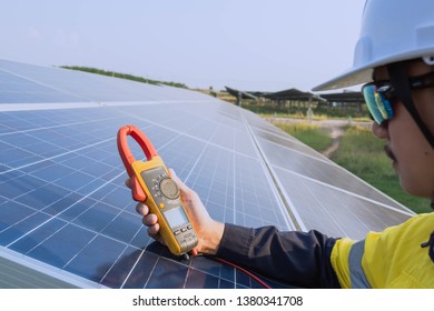 Engineering Doing Preventive Maintenance Solar Panels Stock Photo ...