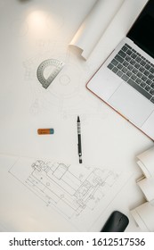 Mechanical Pencil On Technical Drawing Stock Photo (Edit Now) 212389705