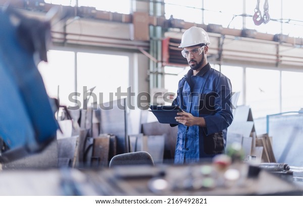 Engineering Manager Doing Routine Check Industrial Stock Photo ...