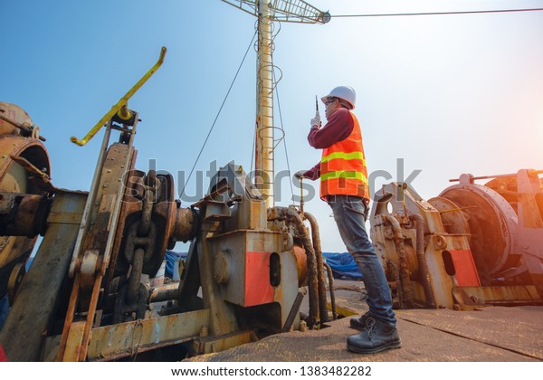 Engineering Ship Crew Under Safe Working Stock Photo 1383482282 ...