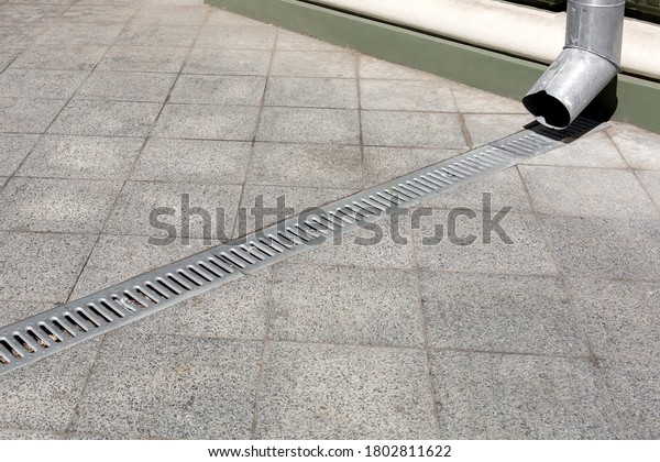 Engineering Structure Downspout On Facade Building Stock Photo ...