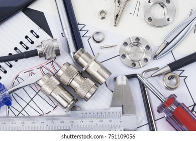 Engineering Technology Background Components Records Tools Stock Photo ...