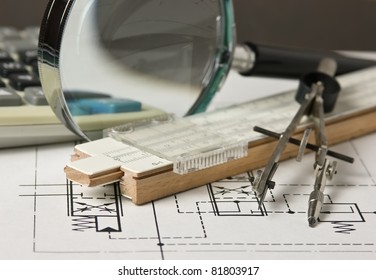Engineering Tools On Technical Drawing Stock Photo 81803917 | Shutterstock