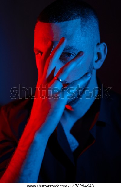 Epic Dramatic Red Blue Portrait Sexy Stock Photo 1676994643 | Shutterstock