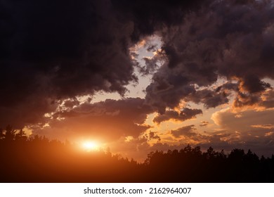 Epic Dramatic Sunset On Storm Sky Stock Photo 2162964007 | Shutterstock