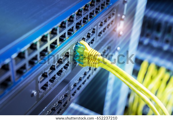 Ethernet Cable On Network Switches Background Stock Photo 652237210 ...