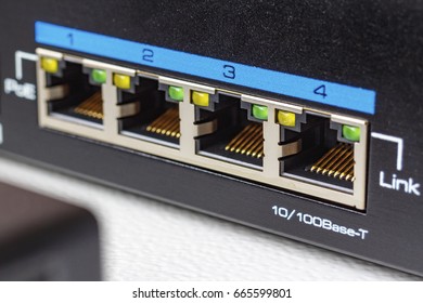 Ethernet Switch Ports Poe Function Closeup Stock Photo 665599801 ...