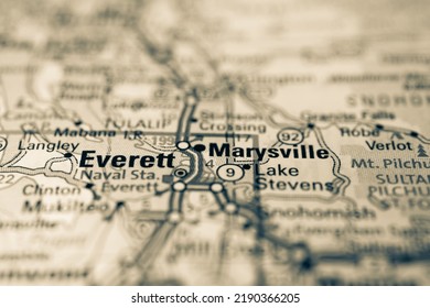Everett On Map Background Stock Photo 2190366205 | Shutterstock
