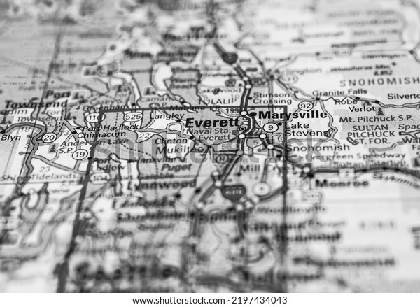 Everett On Map Background Stock Photo 2197434043 | Shutterstock