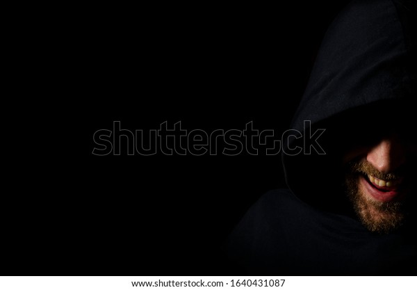 Evil Face Man Dark Background Copyspace Stock Photo 1640431087 ...