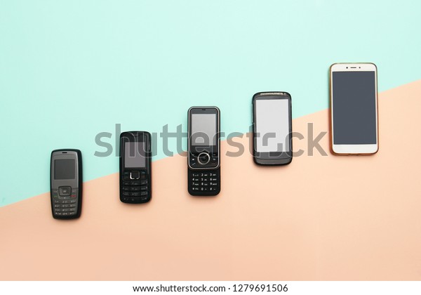 Evolution Cell Phones Technology Development Telephone Stock Photo ...