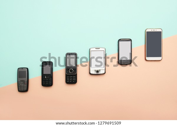 Evolution Cell Phones Technology Development Telephone Stock Photo ...