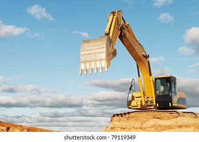 Excavator Loader Machine Risen Boom Construction Stock Photo 79119349 ...