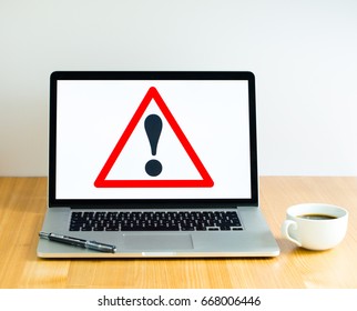 Exclamation Warning On Computer Screen Indication Stock Photo 668006446 ...