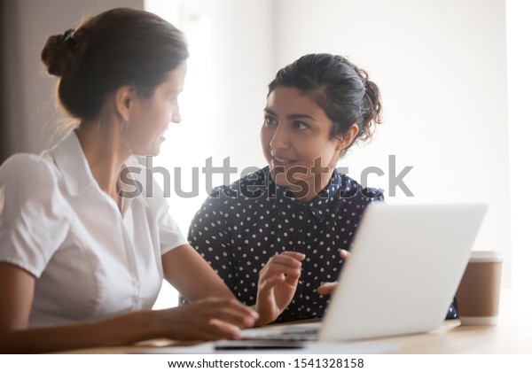 Executive Female Manager Explaining Software Program Stock Photo (Edit ...