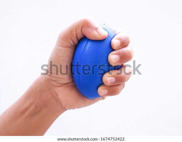 Exercise Hand Squeezing Blue Ball Isolated Stock Photo 1674752422 ...