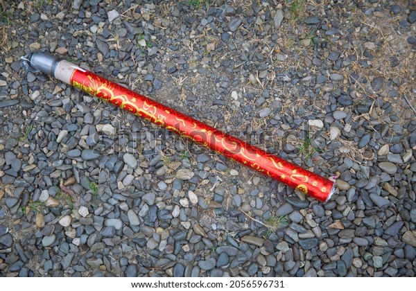 Exploded Firecracker Thrown Ground Background Gravel Stock Photo ...