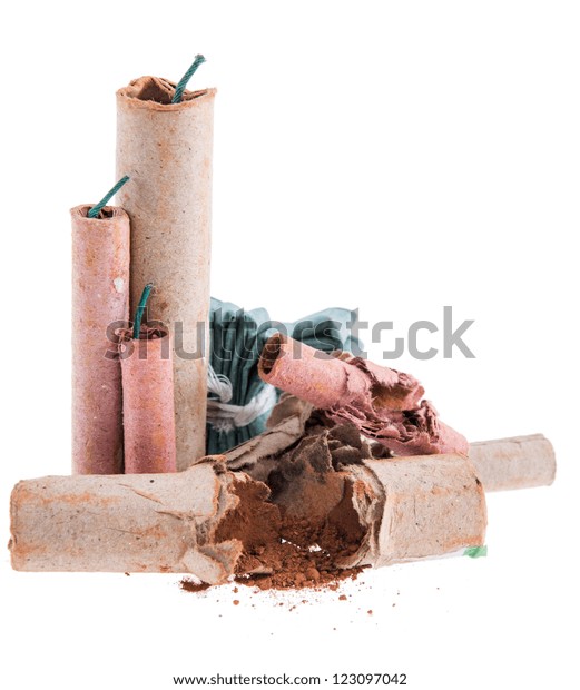 Exploded Firecrackers Isolated On White Background Stock Photo ...
