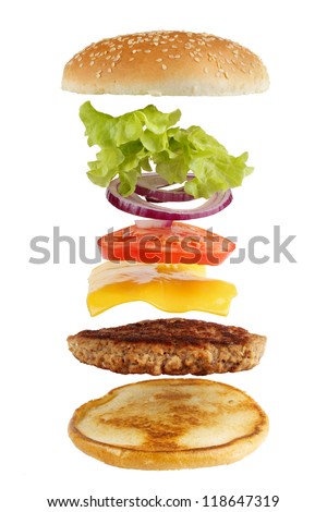 Exploded View Burger Isolated On White Stock Photo (Edit Now) 118647319 ...