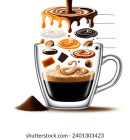 Exploded View Turtle Latte Coffee Containing AI-generated image ...