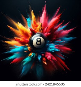 Exploding Billiard Ball Colored Chalk Powder AI-generated image ...
