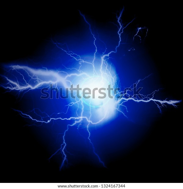 Exploding Bolts Lightning Energy Blue Stock Photo (Edit Now) 1324167344