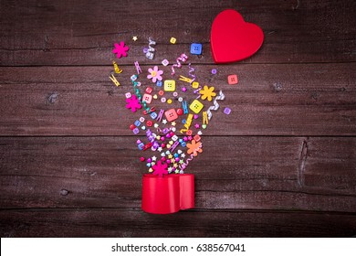 Exploding Celebration Red Gift Box Form Stock Photo 638567041 ...