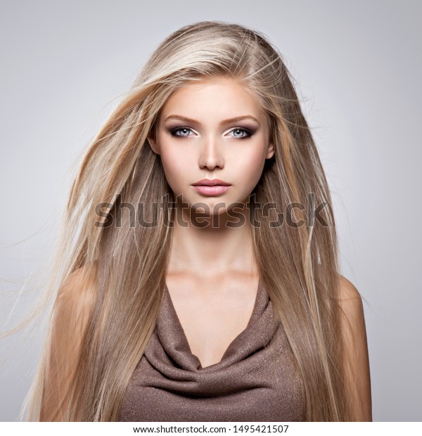 Face Beautiful Young Woman Long Straight Stock Photo (Edit Now) 1495421507 Face Beautiful Young Woman Long Straight Stock Photo (Edit Now) 1495421507