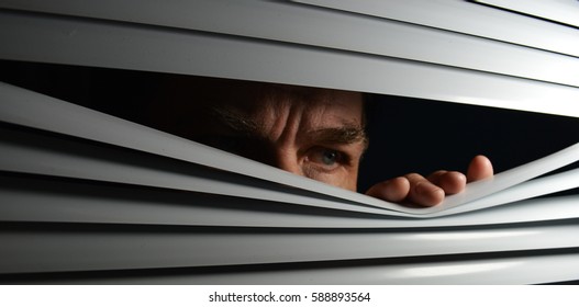 1,795 Man looking through blinds Images, Stock Photos & Vectors ...