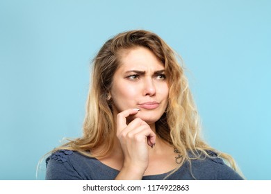 Facial Expression Quizzical Grumpy Thoughtful Woman Stock Photo ...
