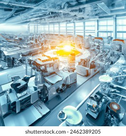 Factory Microchip Advanced Technology Automatic Bright AI-generated ...