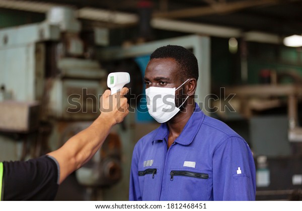 Factory Industry Worker Using Infrared Forehead Stock Photo 1812468451 ...
