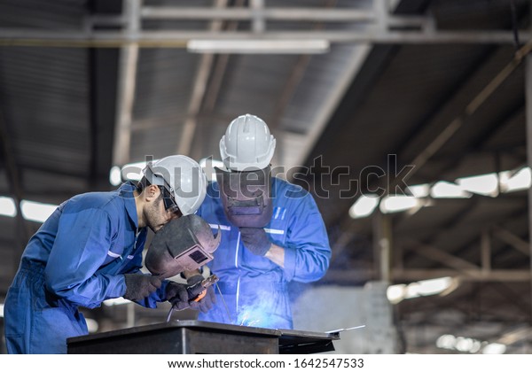 Factory Worker Engineer Welding Leader Monitor Stock Photo (Edit Now ...