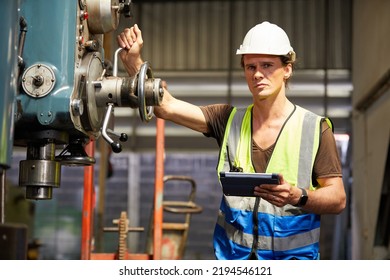Factory Worker Turning Valve Checking Machine Stock Photo 2194546121 ...