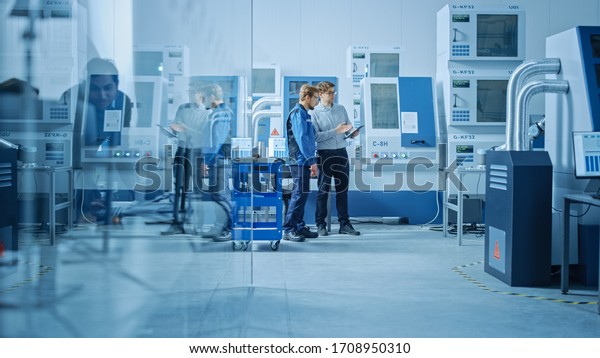 Factory Workshop Workers Use Hightech Industrial Stock Photo 1708950310 ...