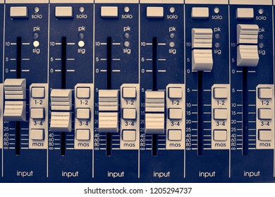 Faders Equalizer On Mixing Console Blue Stock Photo 1205294737 ...