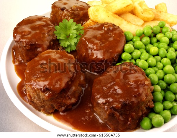 Faggots Chips Peas Stock Photo (Edit Now) 615504755