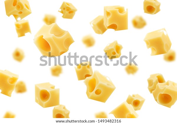 Falling Cheese Cube Isolated On White Stock Photo 1493482316 | Shutterstock