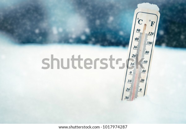 Falling Snow Winter Thermometer Stock Photo 1017974287 | Shutterstock