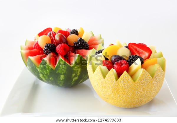 Fancy Cut Melon Watermelon Assorted Fruit Stock Photo 1274599633 ...
