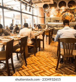 Indoor Photo Expensive Cool Restaurant Crowded AI-generated image ...