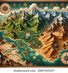 Japanese Anime Illustrations Continental Maps Diverse AI-generated ...
