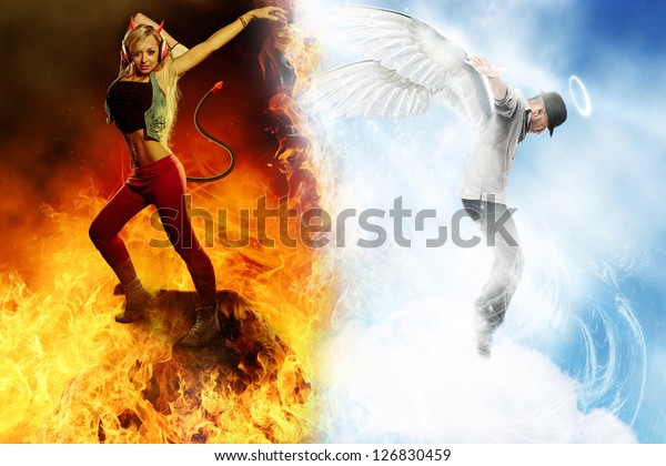 Fantasy Photo Angel Devil Dancer Their Stock Photo 126830459 | Shutterstock