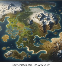 Fantasy World Map Simulation Games Ocean-surrounded AI-generated image ...