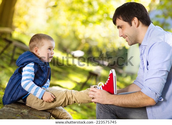 Father Helping His Son Tie His Stock Photo (Edit Now) 223575745 Father Helping His Son Tie His Stock Photo (Edit Now) 223575745