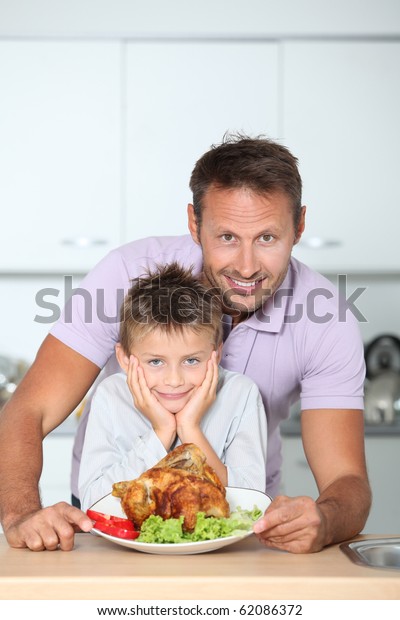Father Son Fixing Dinner Stock Photo 62086372 | Shutterstock