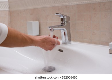 Washing Hands Under Faucet Flowing Water Stock Photo 1281969829 ...