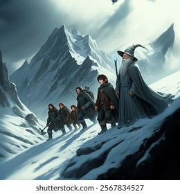Fellowhsip Ring Four Hobbits Dwarf Elf AI-generated image 2567830789 ...