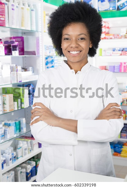 Female Chemist Smiling While Standing Arms Stock Photo (Edit Now) 602339198